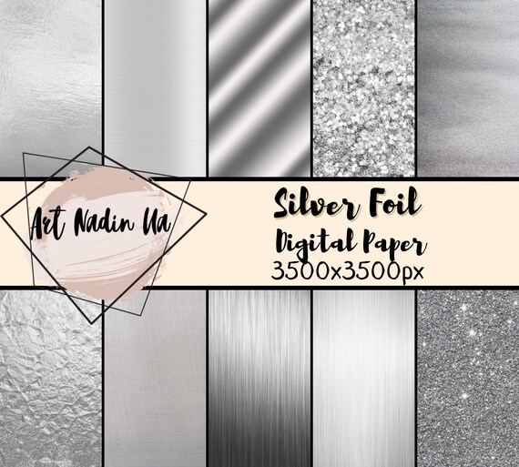 Silver Foil Digital Paper Silver Glitter Silver Foil Fashion | Etsy