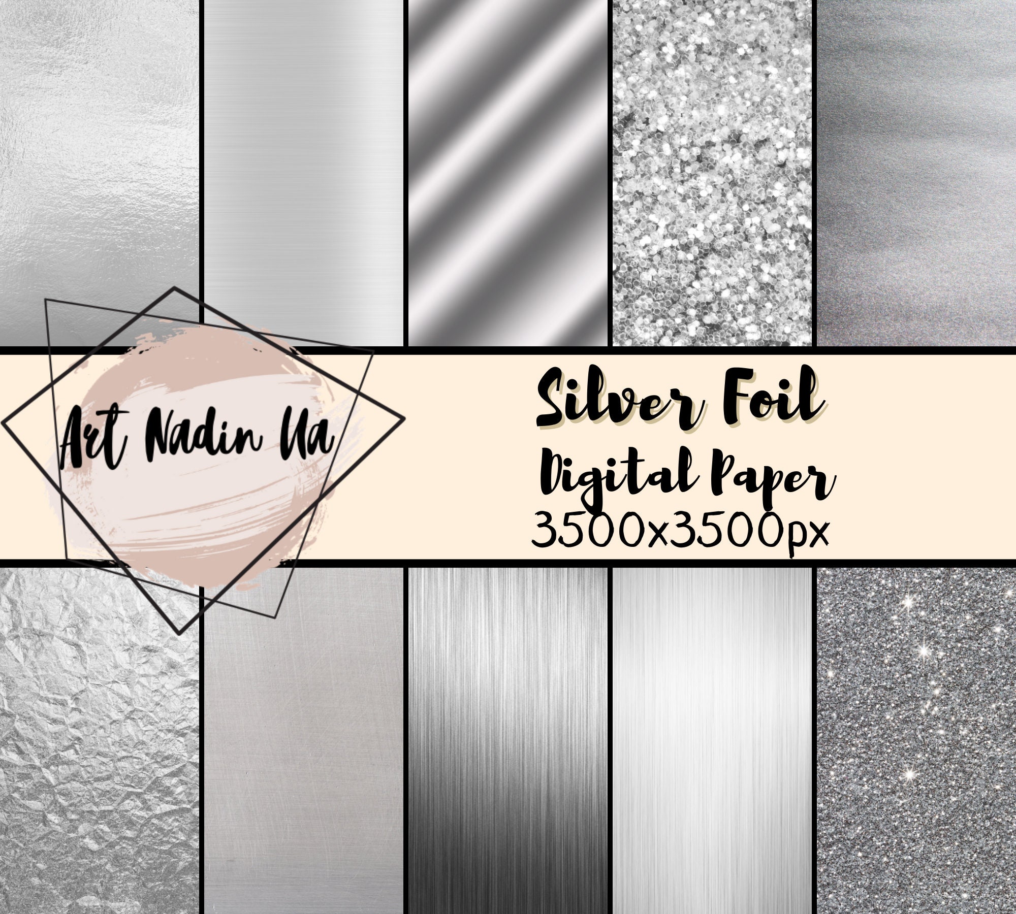 Papel digital de la lámina de plata plata brillante plata papel de la ...