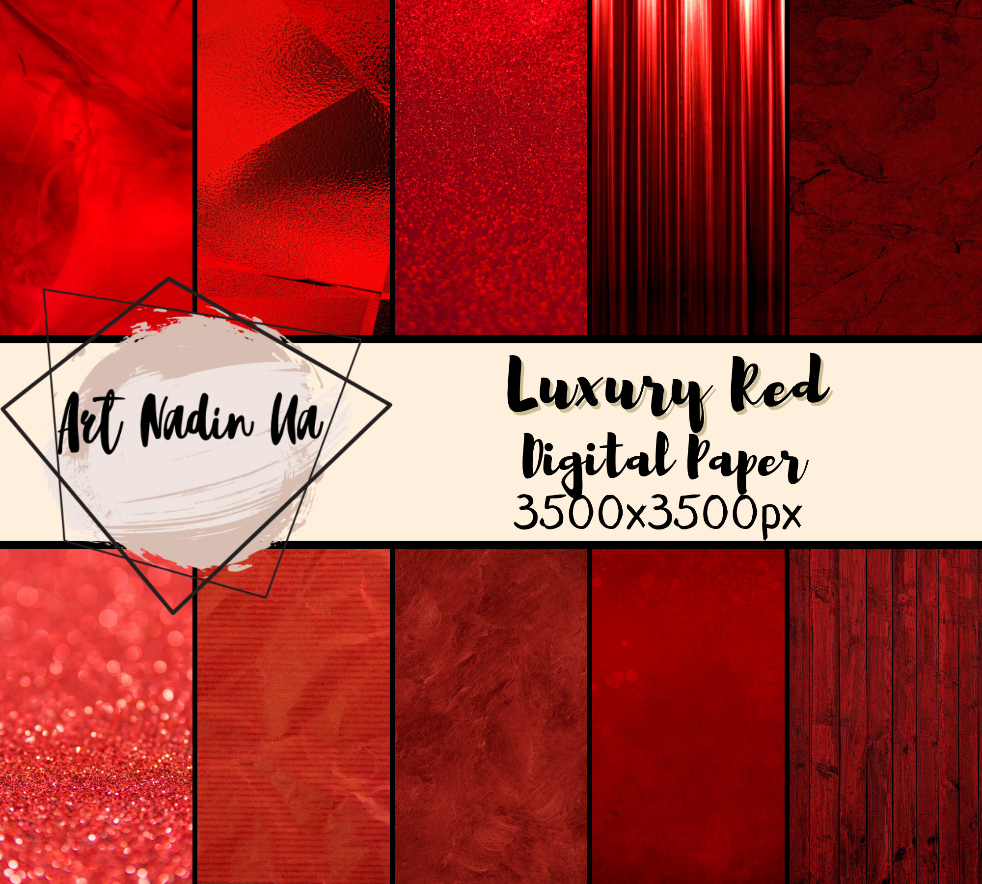 Luxury Red Digital Paper, Seamless Red Textures, Red Glitter, Red Foil ...
