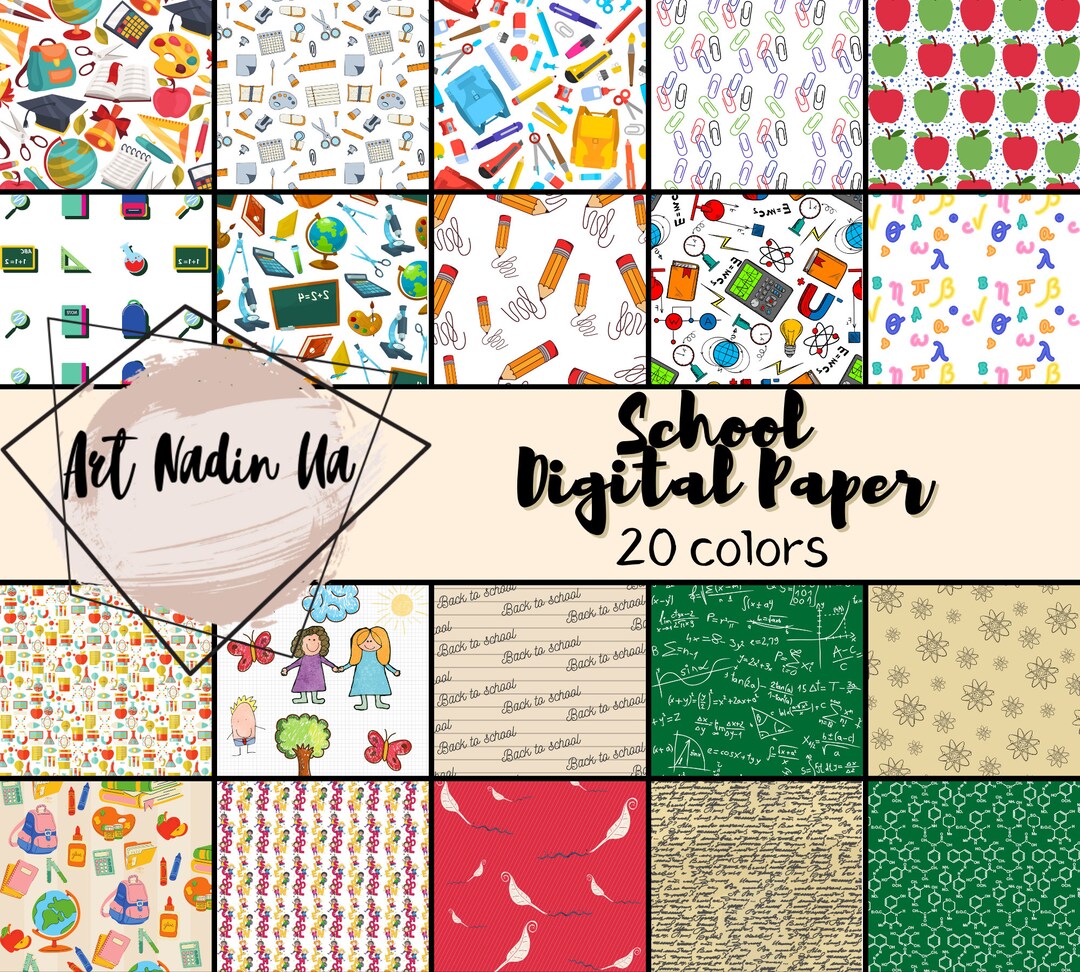 Back to School Digital Paper Pack, Digital Scrapbook Background Bundle ...