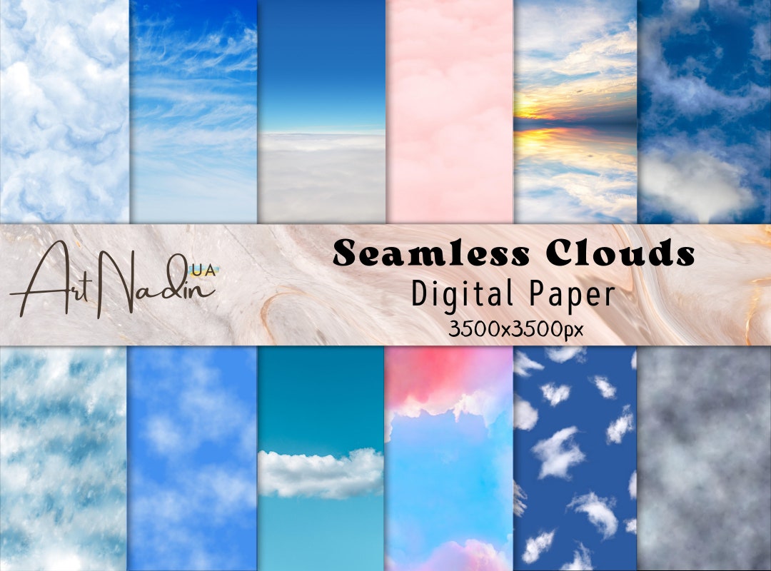 Seamless Clouds, Digital Paper, Sunny Sky, Repeating Pattern, Sunrise ...