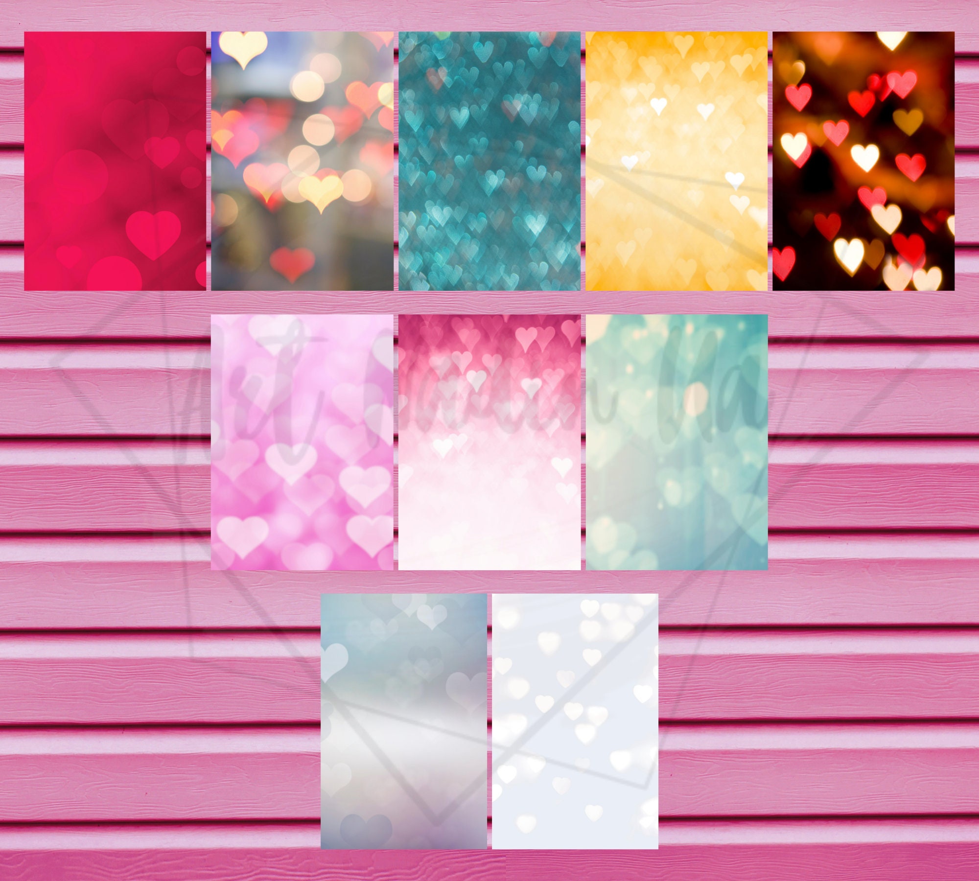 Heart Backdrop Digital Heart Glare Love Heart Print Instant Download ...