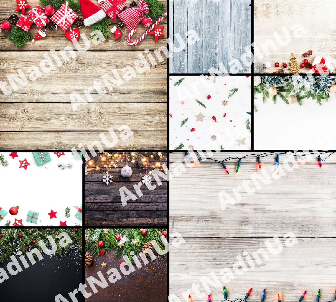 Christmas Digital Papers, Christmas Pack, Rustic Wood Backgrounds ...
