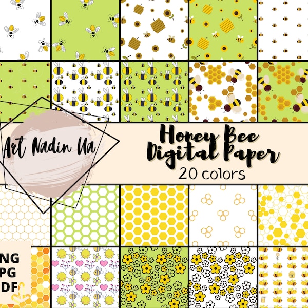 Bee Digital Paper - Etsy