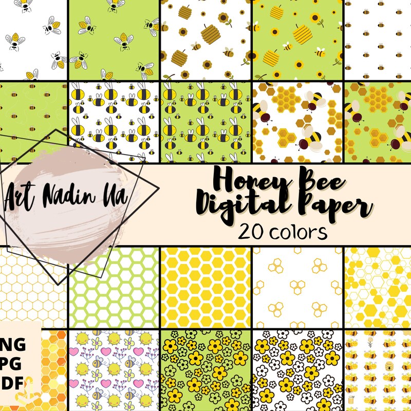 Bee Digital Paper - Etsy