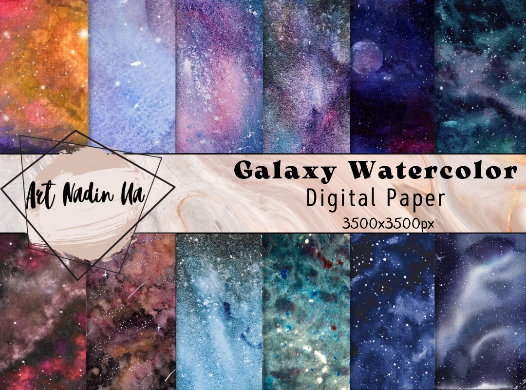 Galaxy Watercolor Digital Paper, Space Pattern, Stardust Background ...