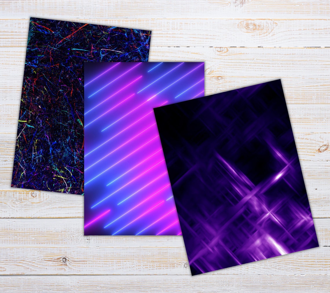 Neon Digital Paper, Glow in the Dark, Cosmic, Rainbow, Confetti ...