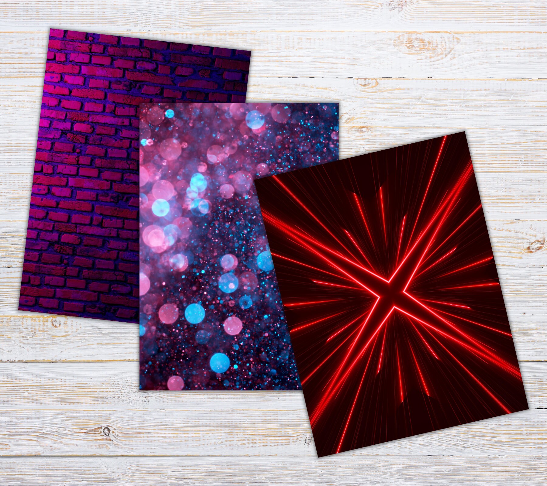 Neon Digital Paper, Glow in the Dark, Cosmic, Rainbow, Confetti ...