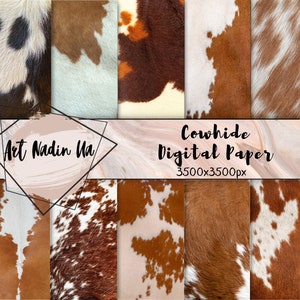 Digital Cowhide Textures. Cowhide Backgrounds. Brown and White Cowhide ...
