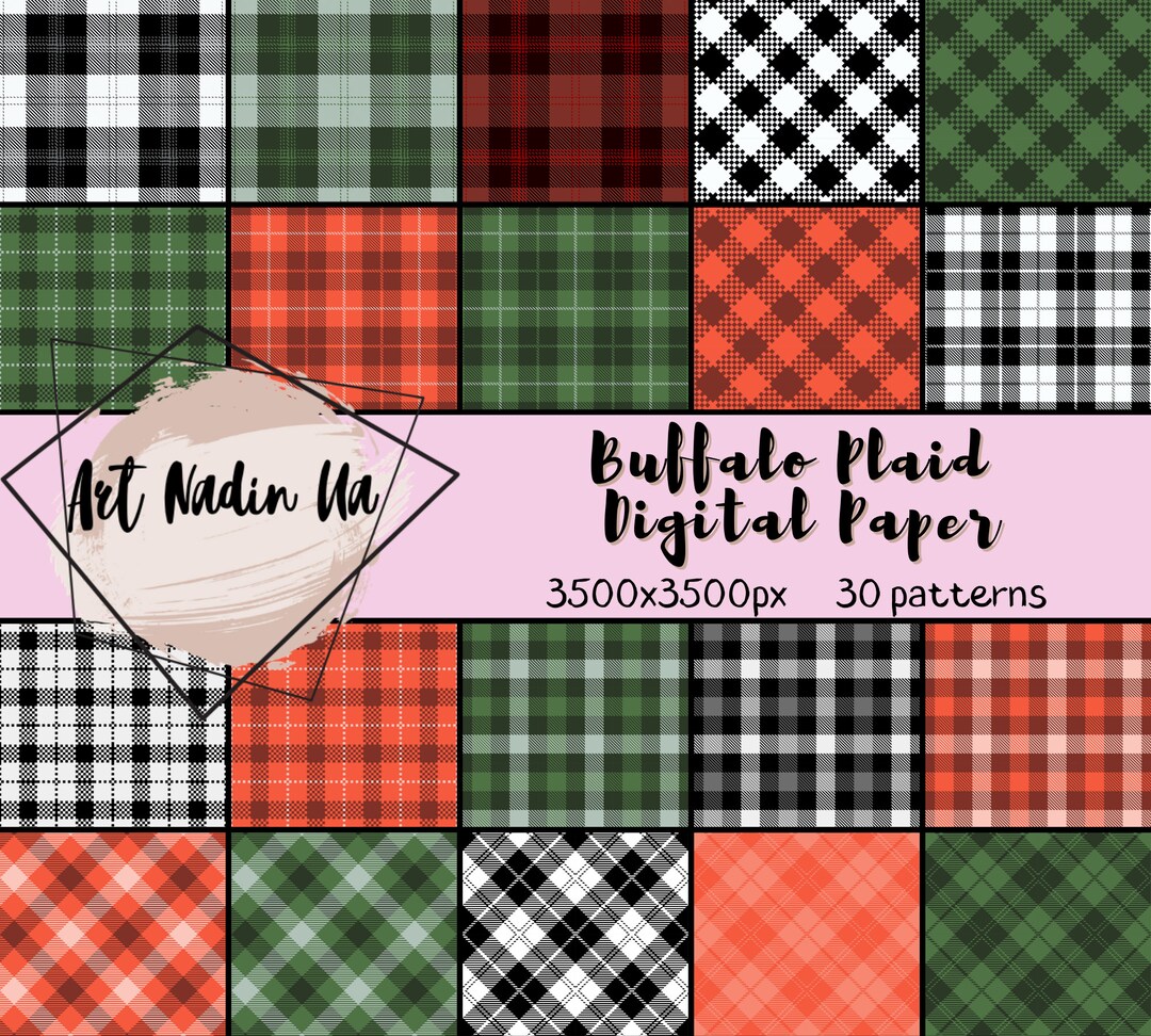 Buffalo Plaid Digital Paper Set, Lumberjack, Checks, Log Cabin,red ...