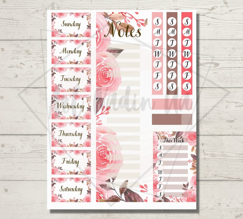 Printable Floral Planner Stickers, Passion Mockup Bundle Kit A4 DPI ...