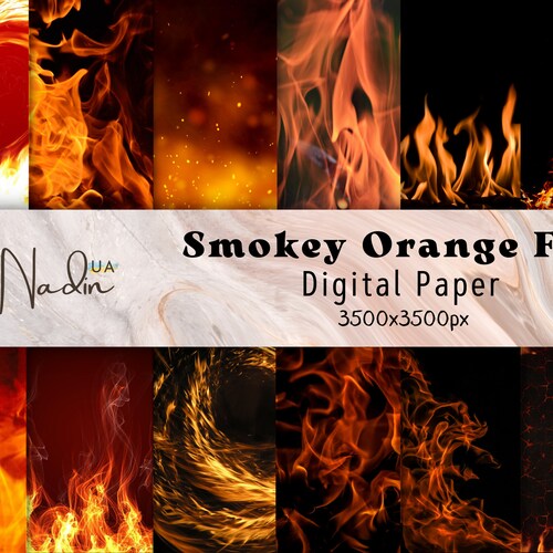 Smokey Orange Fire & Flames Digital Paper Seamless Background - Etsy