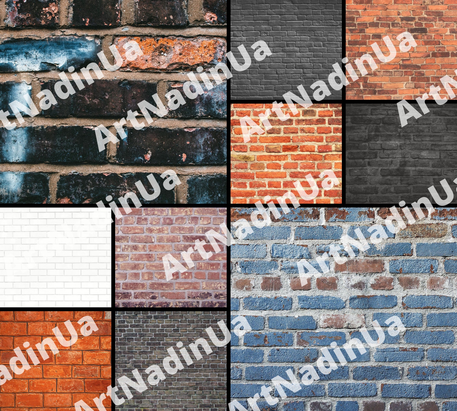 Brick Wall Textures, Brick Digital Paper Pack, Brick Wall Download ...
