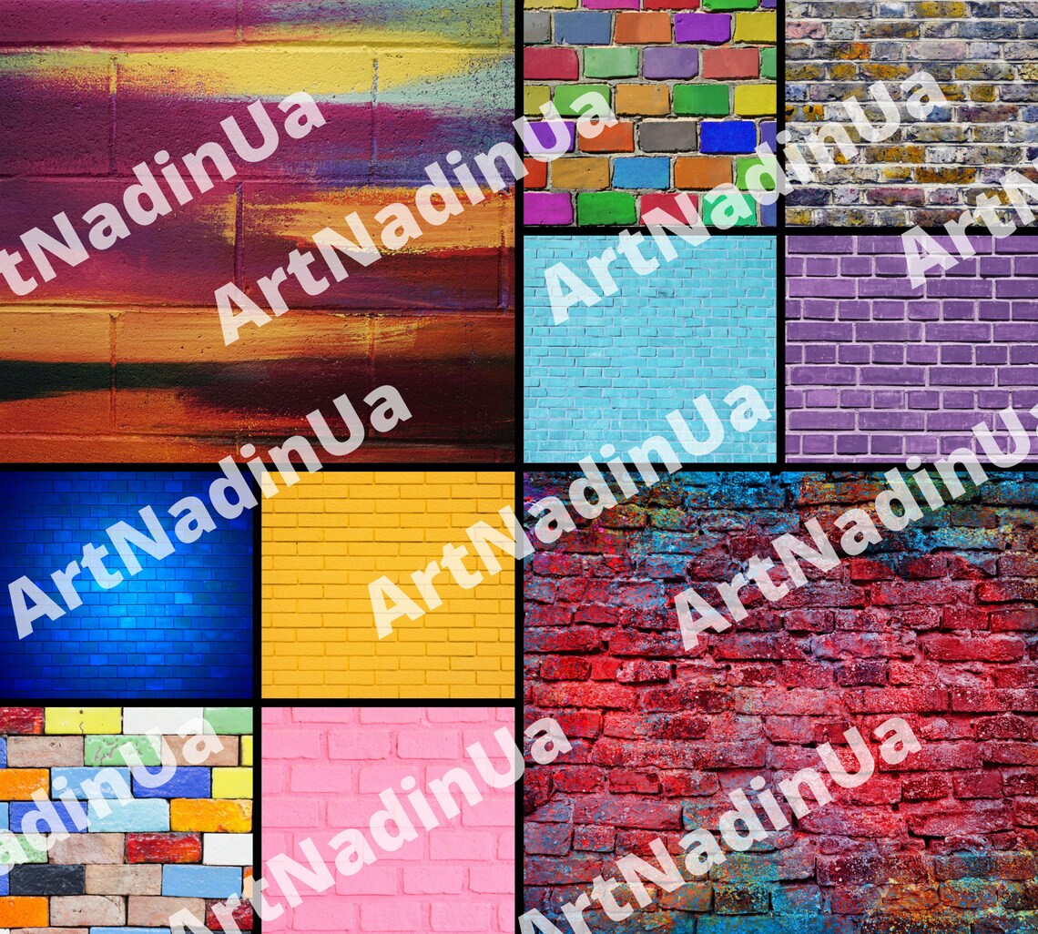 Brick Wall Textures, Brick Digital Paper Pack, Brick Wall Download ...