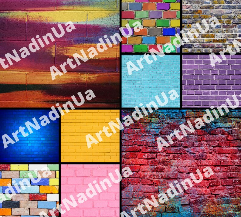 Brick Wall Textures, Brick Digital Paper Pack, Brick Wall Download ...