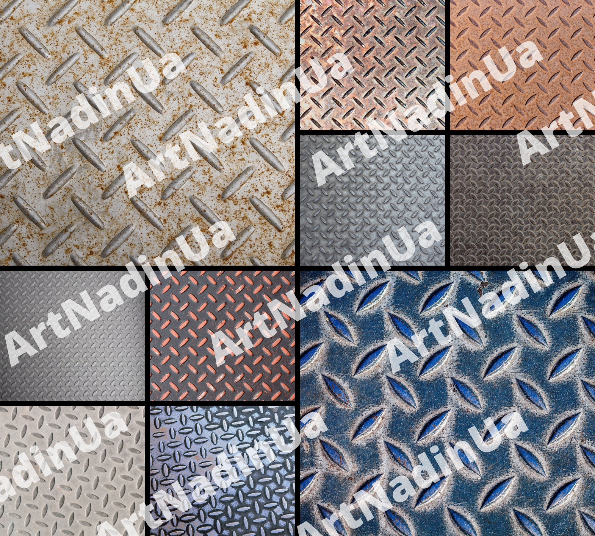 Diamond Checker Plate, 20 Different Images, Digital Paper, Instant ...