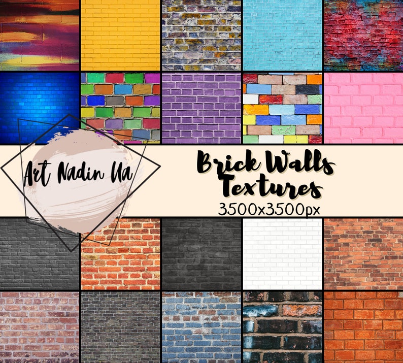 Brick Wall Textures, Brick Digital Paper Pack, Brick Wall Download ...