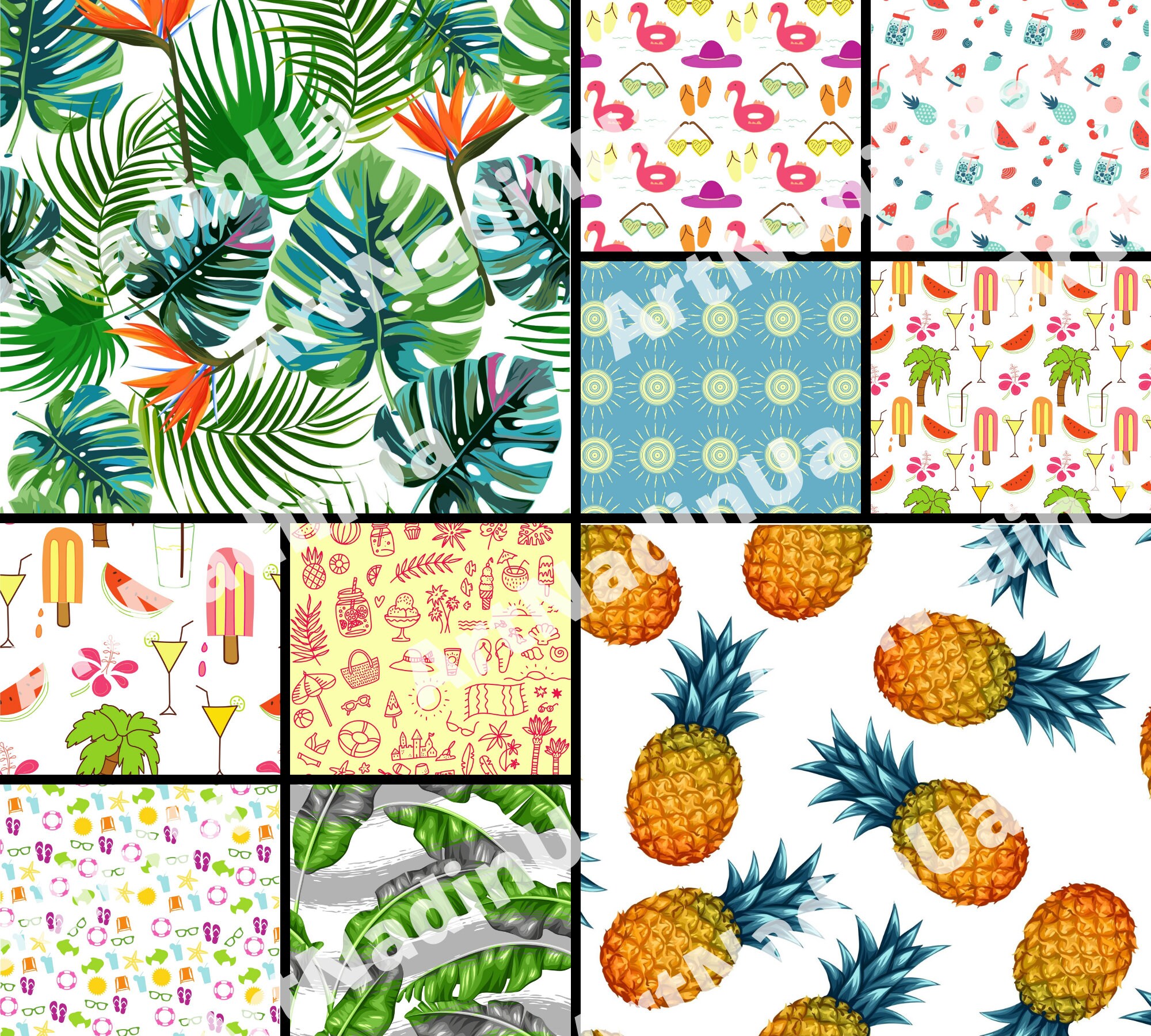 Summer Seamless Digital Paper, Summer Clip Art, Summer Scrapbook ...