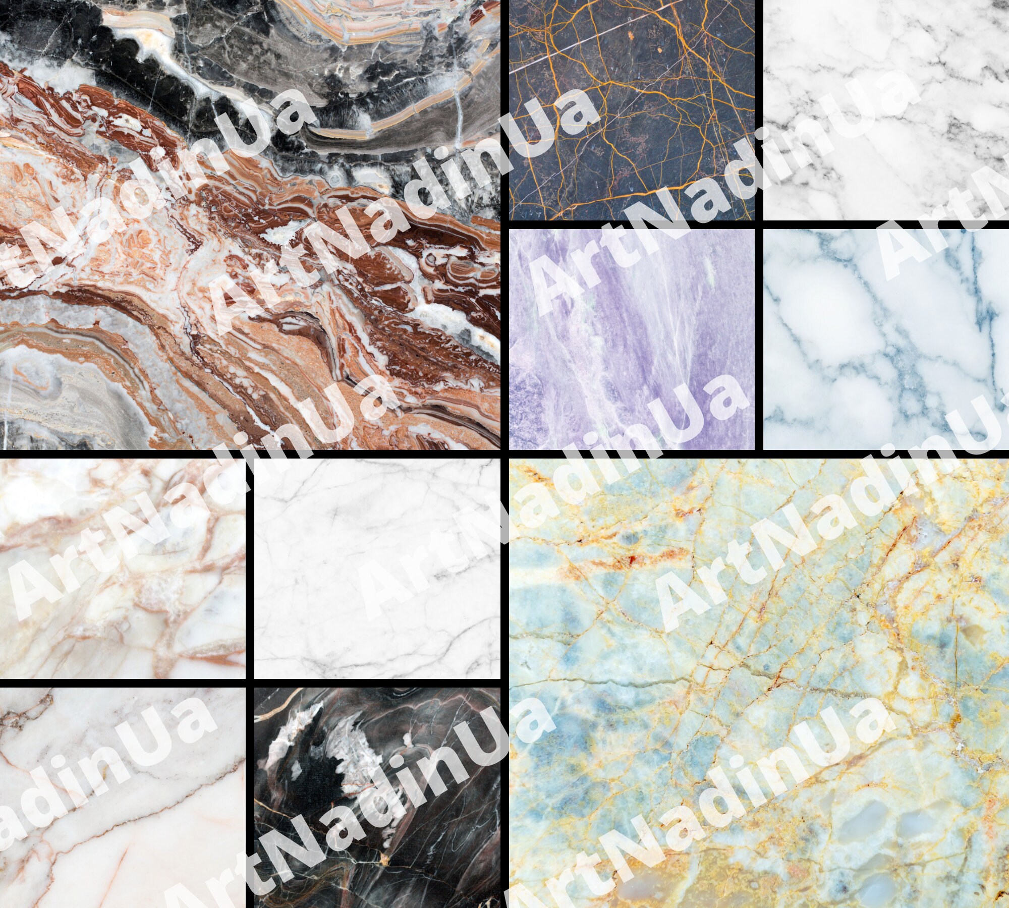 Colorful Marble Digital Paper, Digital Marble, Gold Marble Textures ...