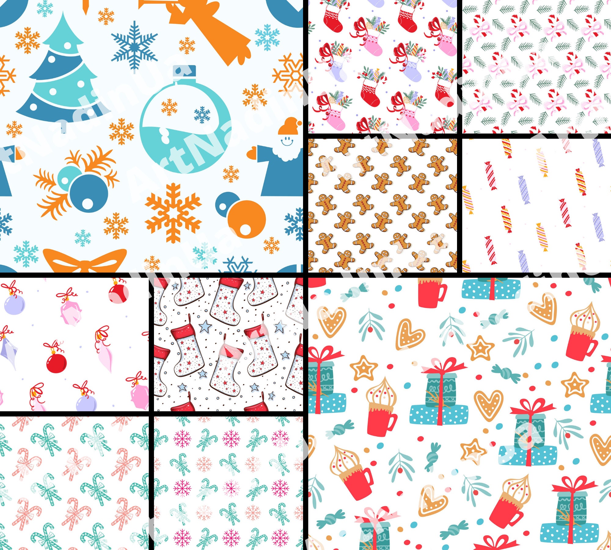 Christmas Digital Paper Commercial Use, Christmas Printable Paper ...