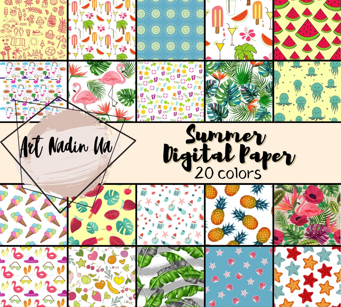 Summer Seamless Digital Paper Summer Clip Art Summer | Etsy