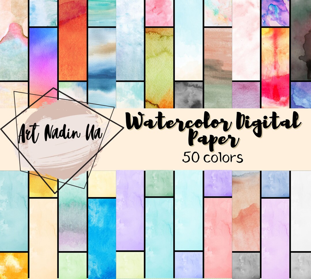 Rainbow Watercolor Digital Paper, Bright Ombre Backgrounds Colorful ...