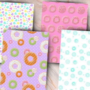 Donut Birthday Digital Background Bundle, Scrapbook Paper Pack, Gift ...