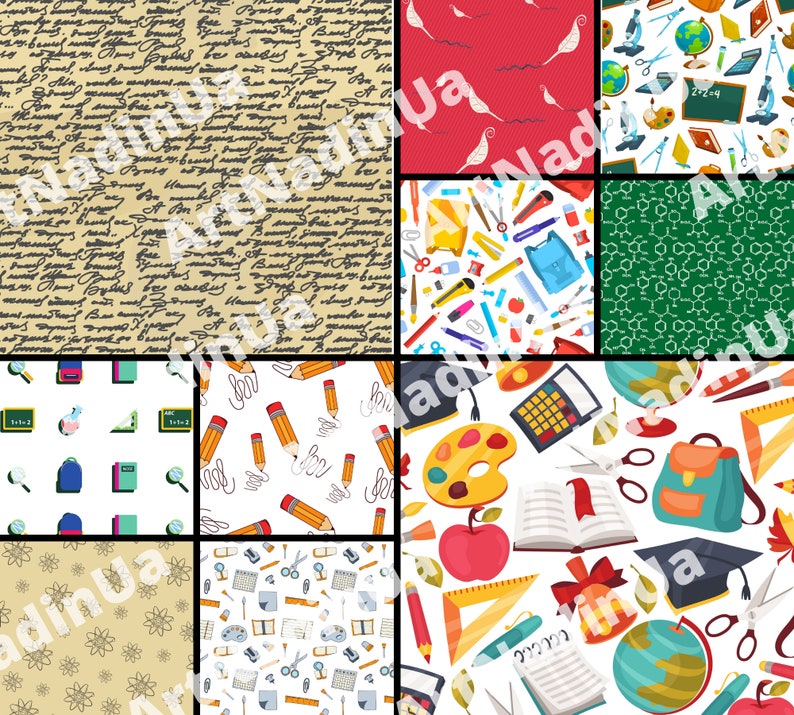 Back to School Digital Background Bundle, INSTANT DOWNLOAD for ...