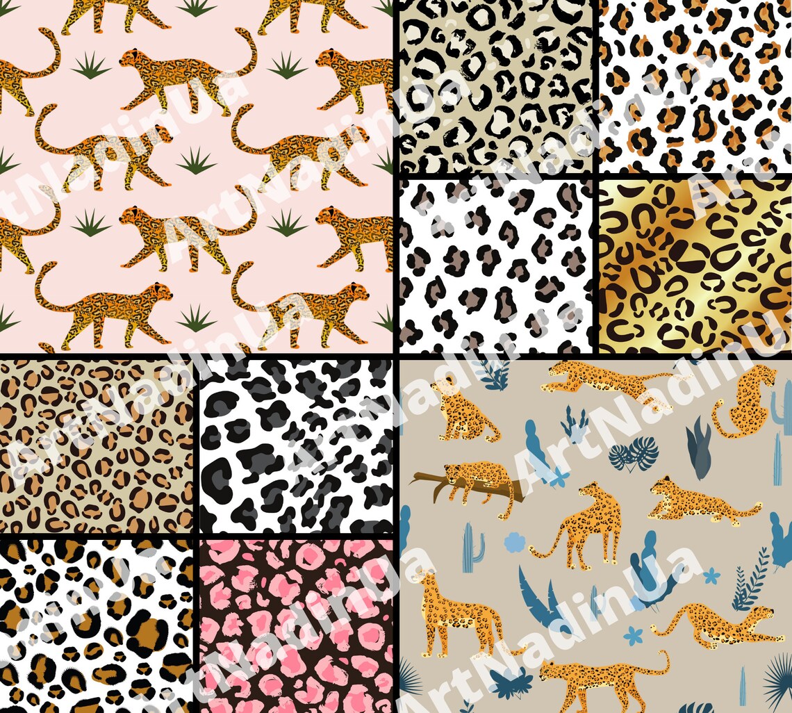 Leopard Digital Paper Design, INSTANT DOWNLOAD for Scrapbooking ...