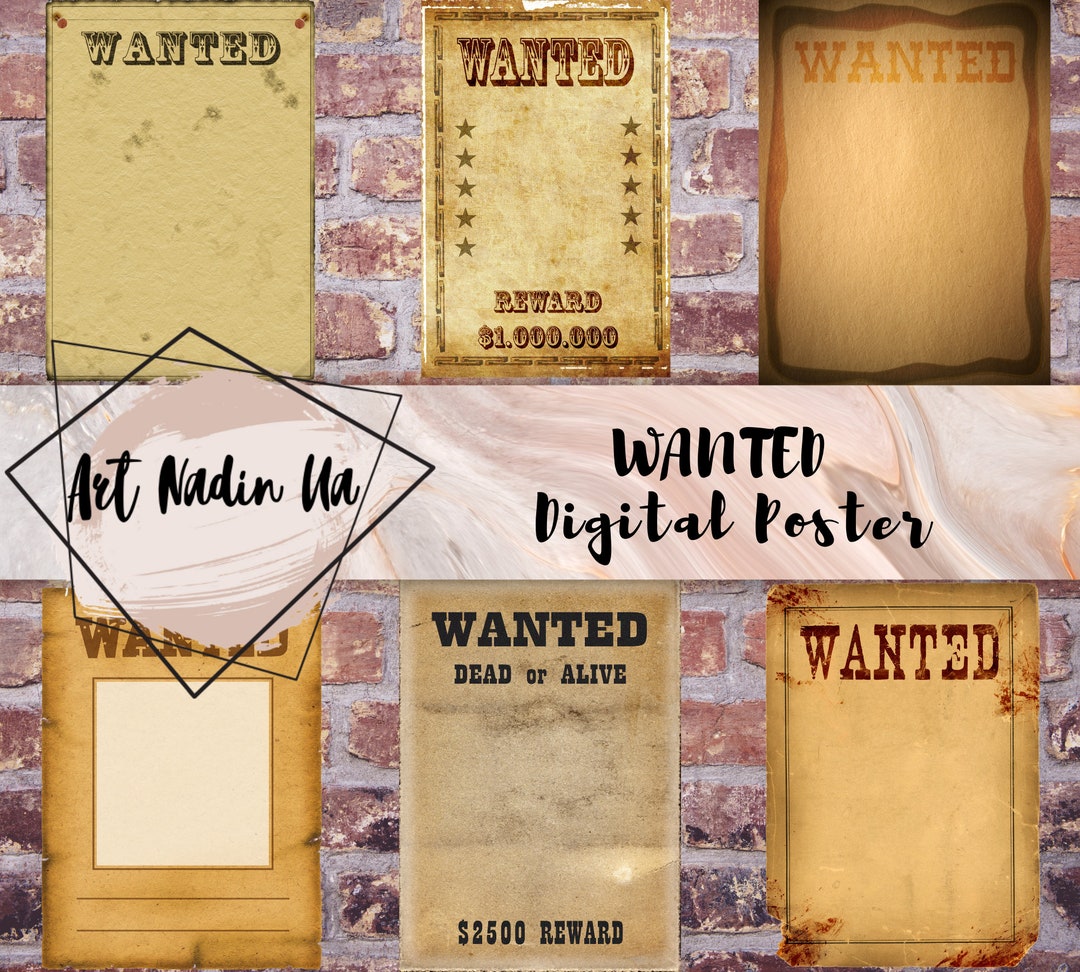 Digital Wanted Poster, Western Cowboy Rodeo, Printable Digital Paper ...