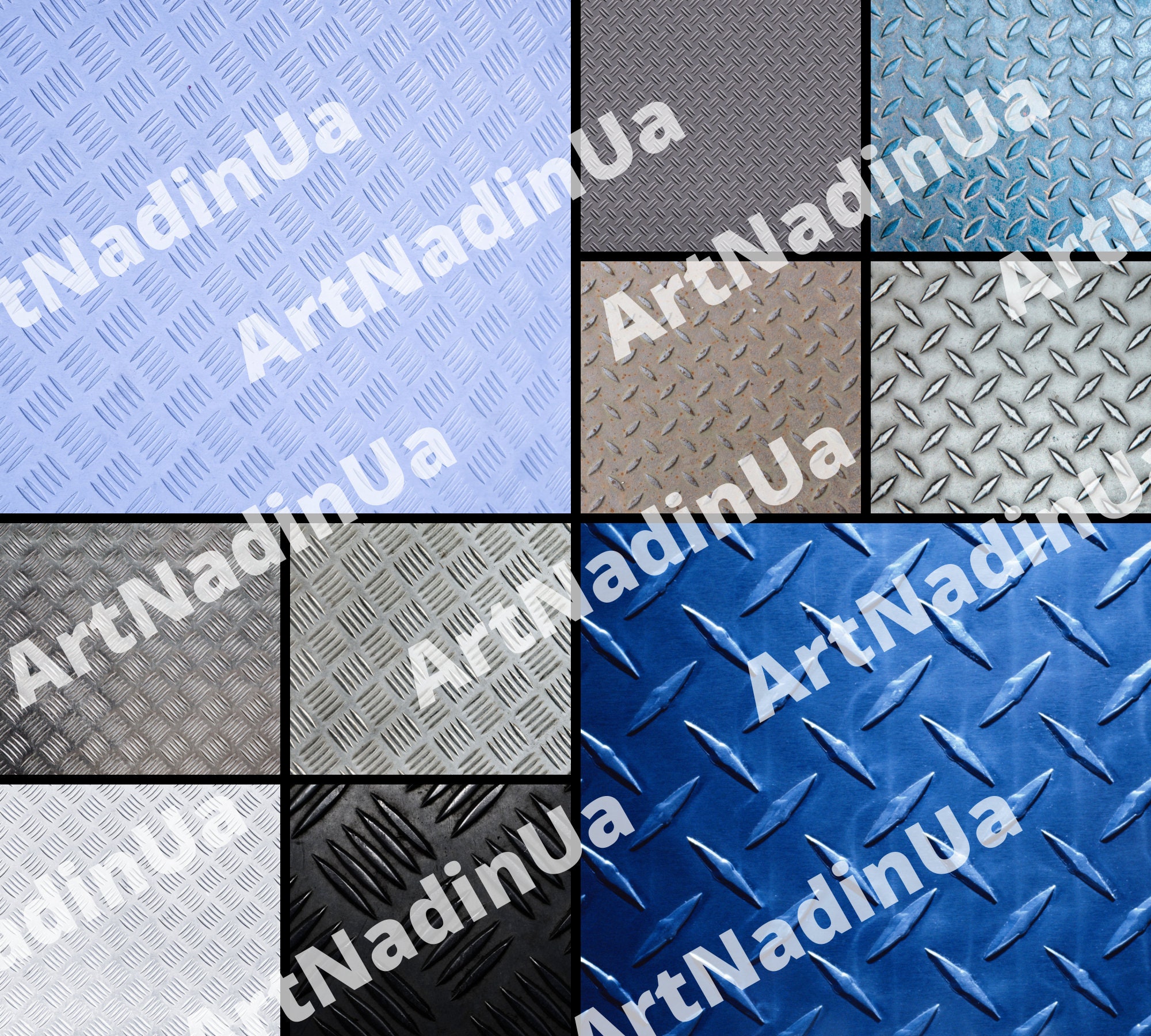 Diamond Checker Plate, 20 Different Images, Digital Paper, Instant ...