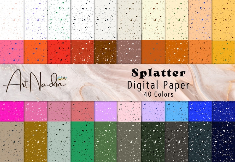 Paint Speckles Digital Paper- INSTANT DOWNLOAD, 40 Colors 12x12 JPG ...