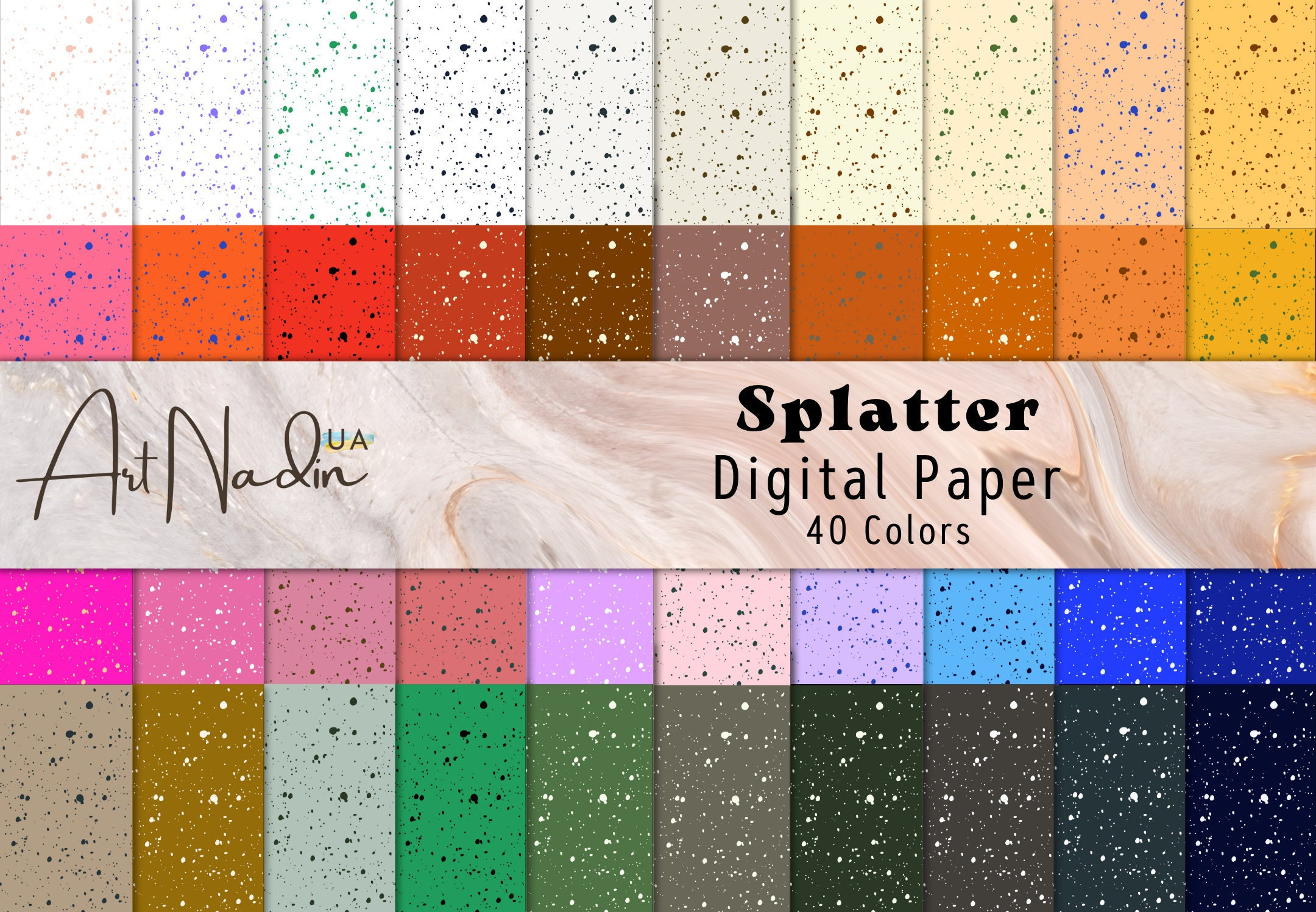 Paint Speckles Digital Paper- INSTANT DOWNLOAD, 40 Colors 12x12 JPG ...