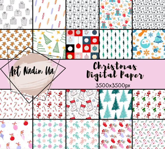Christmas Digital Paper Commercial Use Christmas Printable | Etsy