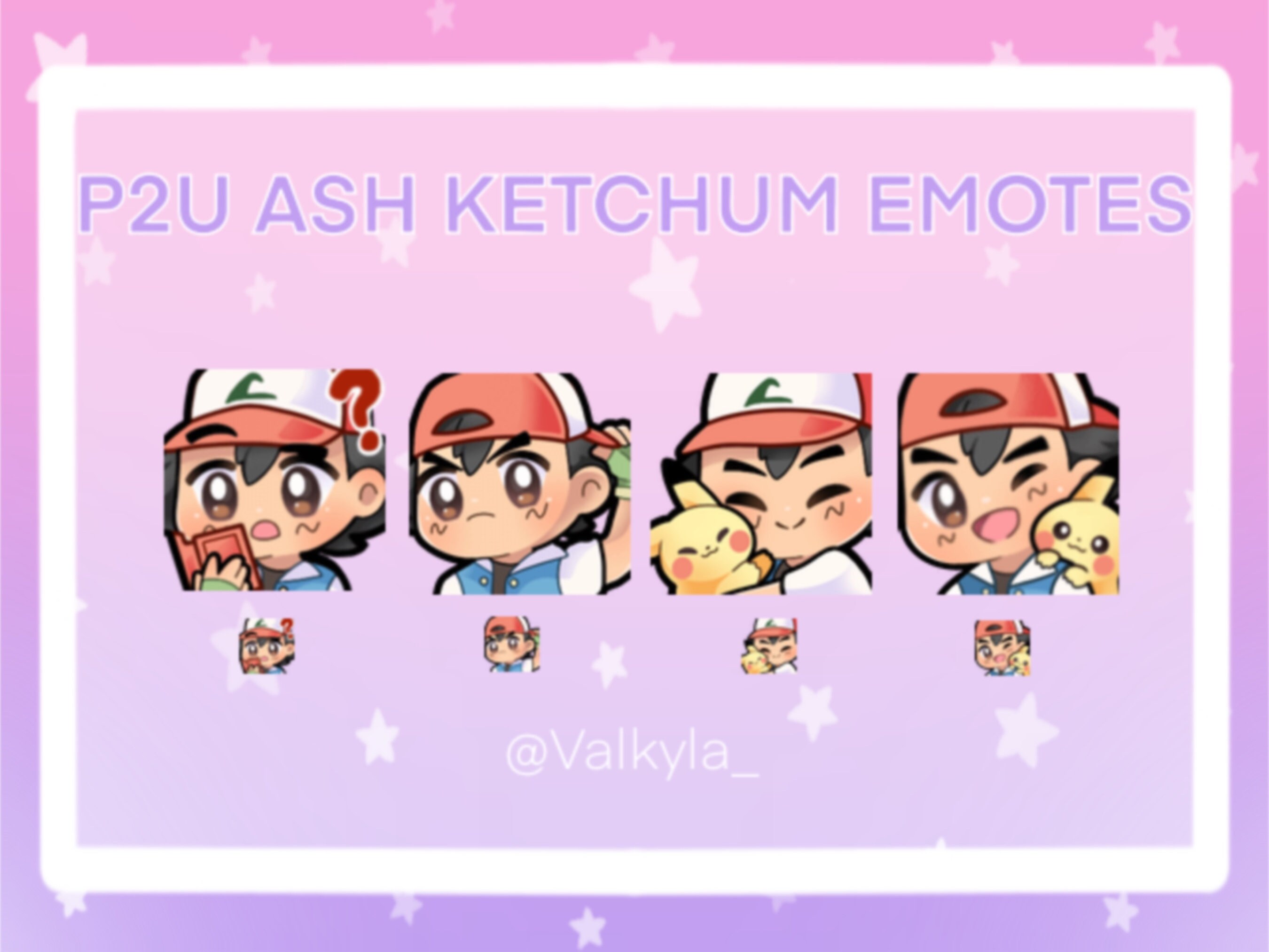 Ash Ketchum Emotes for Twitch Streamers, Discord, Youtube (4x Cute ...