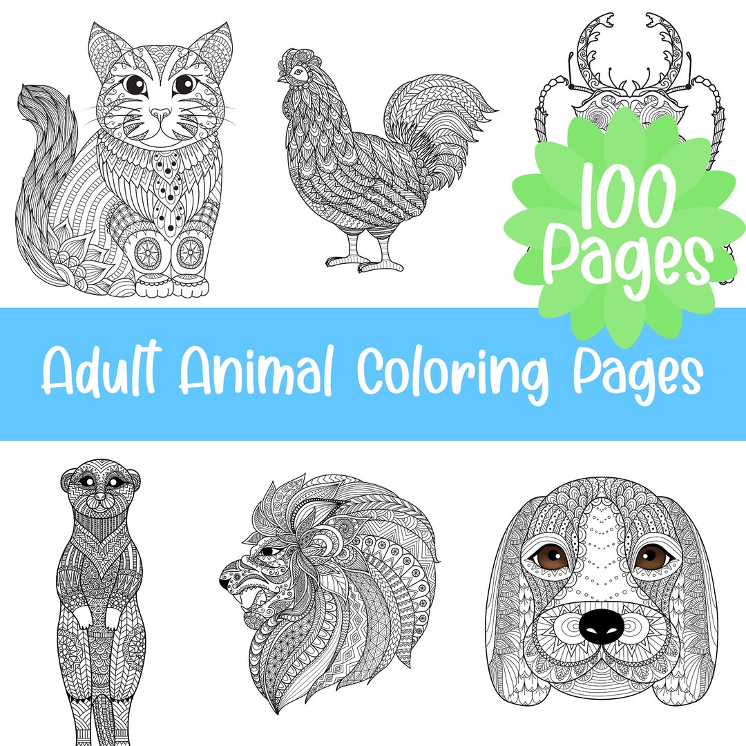 100 Pretty Animals Coloring Pages Bundle, Beautiful Animals Coloring ...