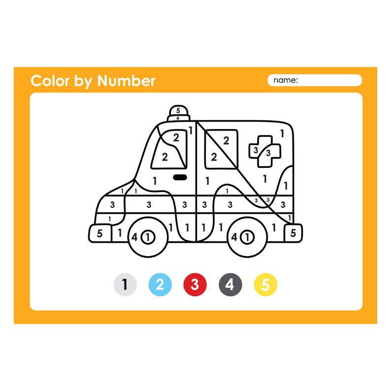Vehicles Color by Number , Color by Number, Activity for Kids, Coloring ...