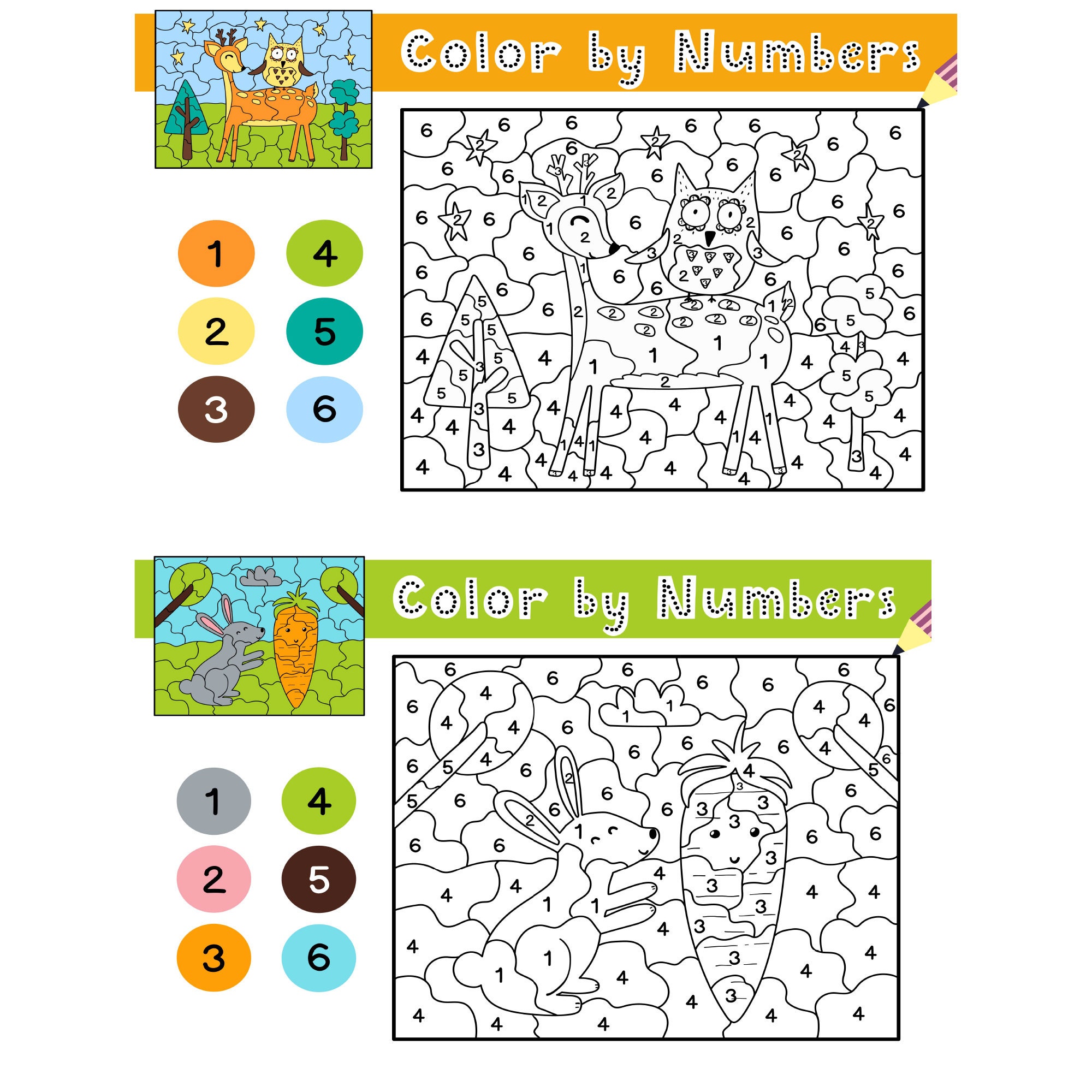 Animals Color by Number , Color by Number, Activity for Kids, Coloring ...