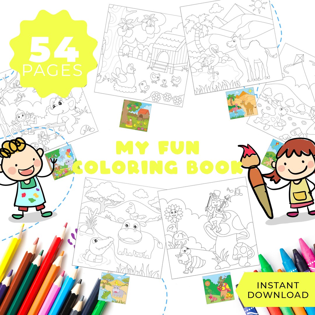54 My Fun Coloring Book for Kids, Printable, Toddlers Coloring Book ...