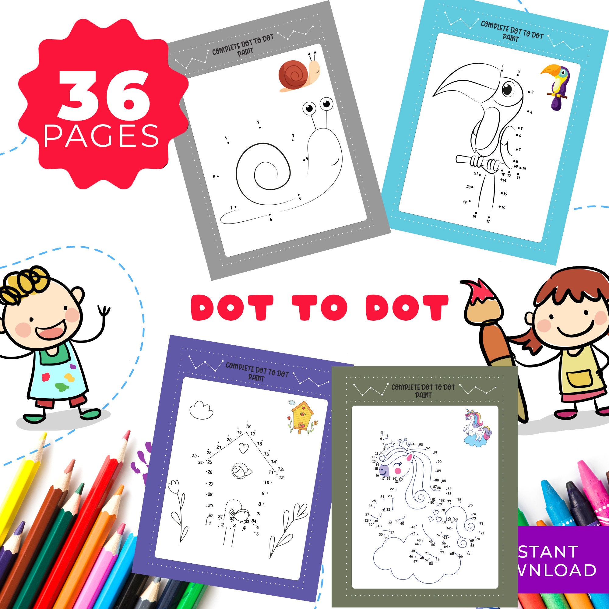 Dot to Dot for Kids, Activity for Kids, Connect the Dots , Fun Activity ...