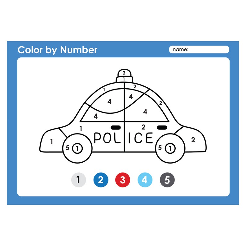 Vehicles Color by Number , Color by Number, Activity for Kids, Coloring ...