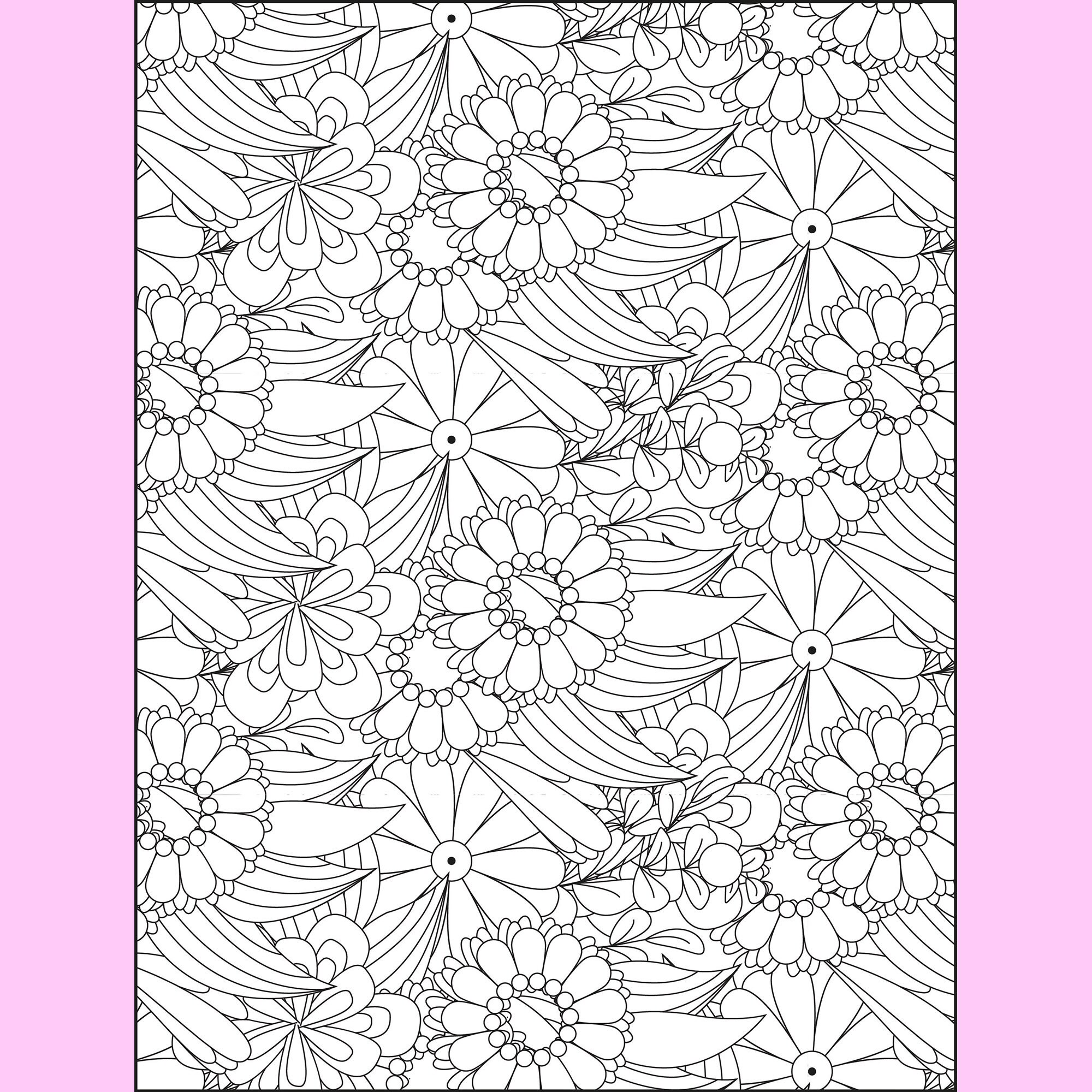 100 Pretty Floral Coloring Pages Bundle, Beautiful Flowers Coloring ...
