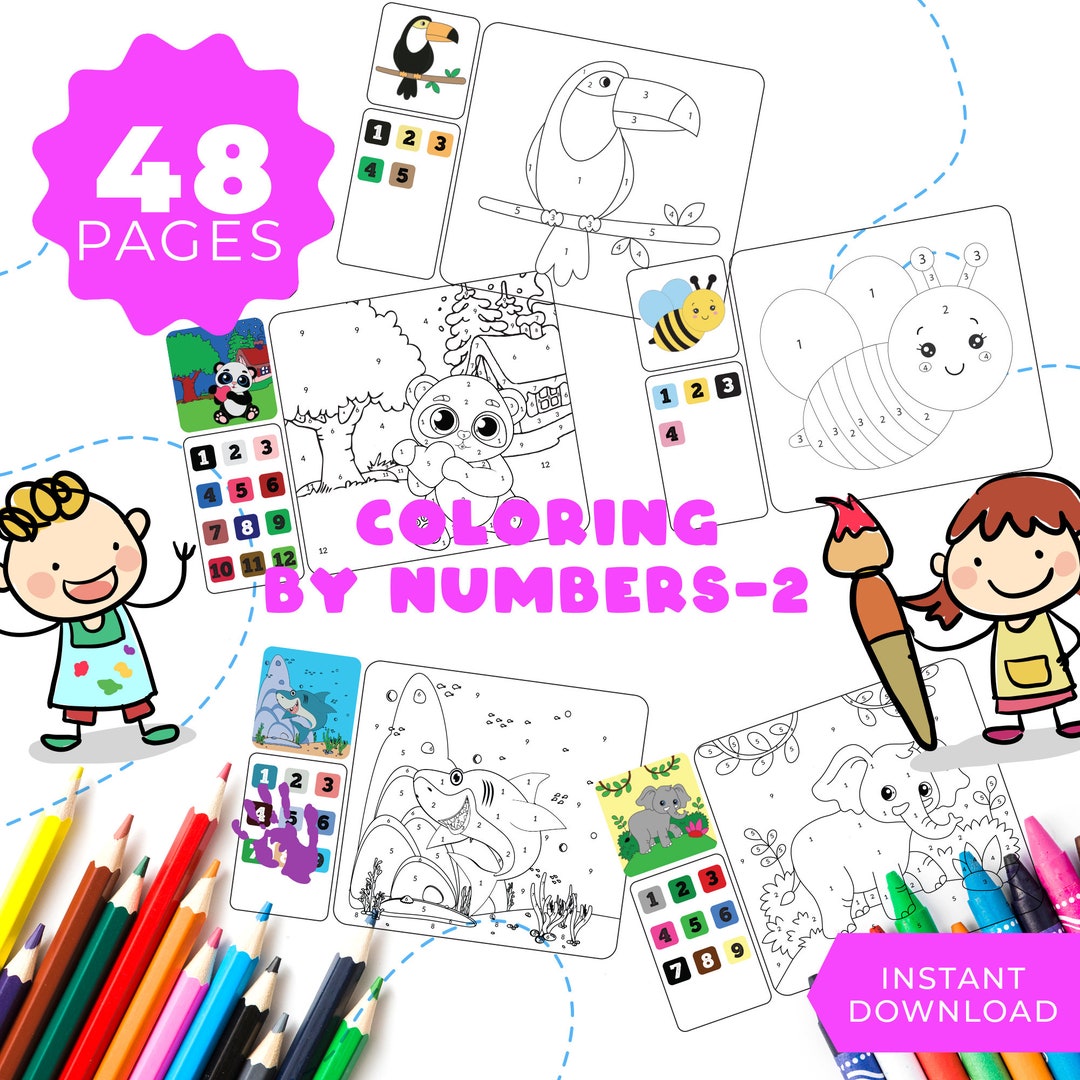 Coloring by Number-2, Activity for Kids, Coloring Guide for Kids , Fun ...