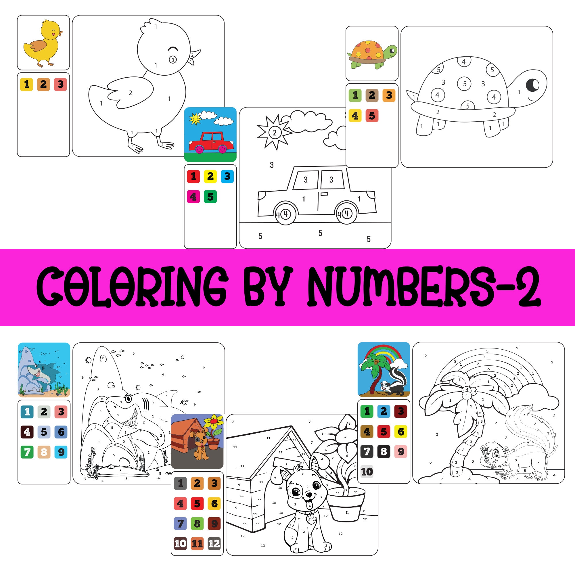 Coloring by Number-2, Activity for Kids, Coloring Guide for Kids , Fun ...
