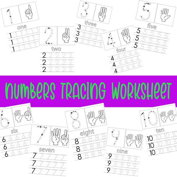 Numbers Tracing Worksheets Printable Worksheets Coloring - Etsy