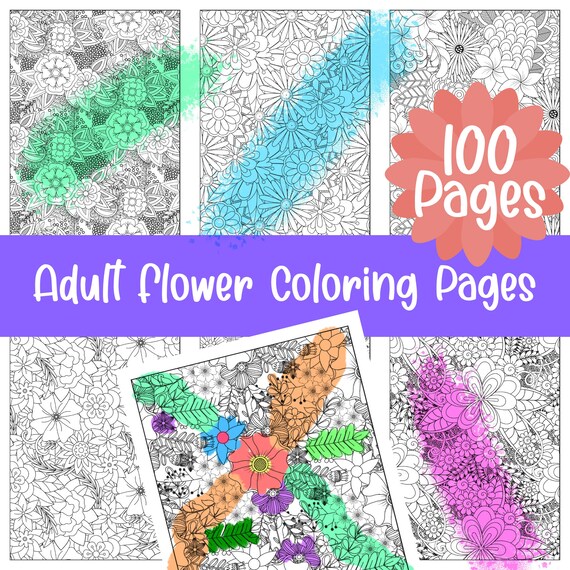 100 Pretty Floral Coloring Pages Bundle Beautiful Flowers | Etsy