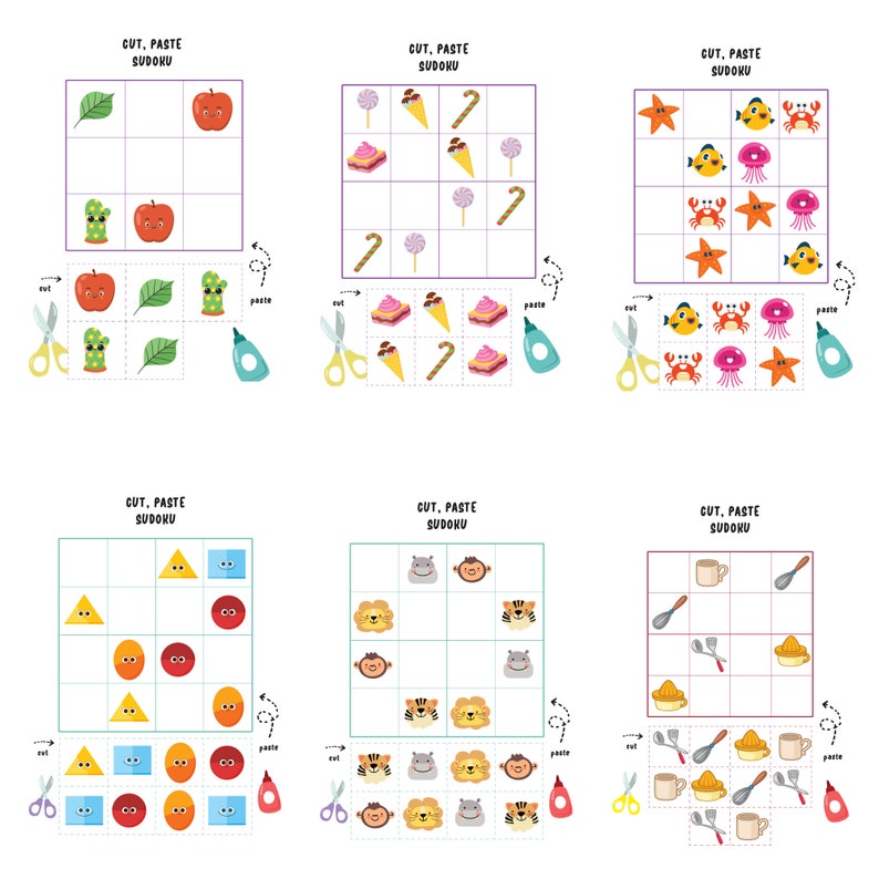 Sudoku for Kids, 4 to 7 Years, Party Game, Printable Games, Busy Book ...