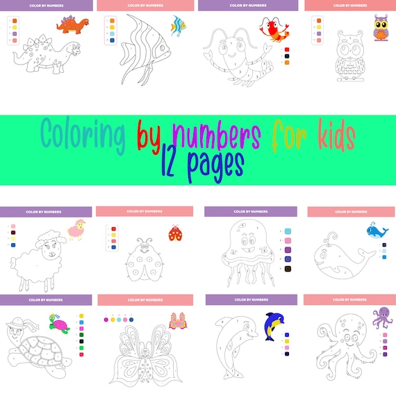 Animals Color by Number Color by Number Activity for Kids - Etsy