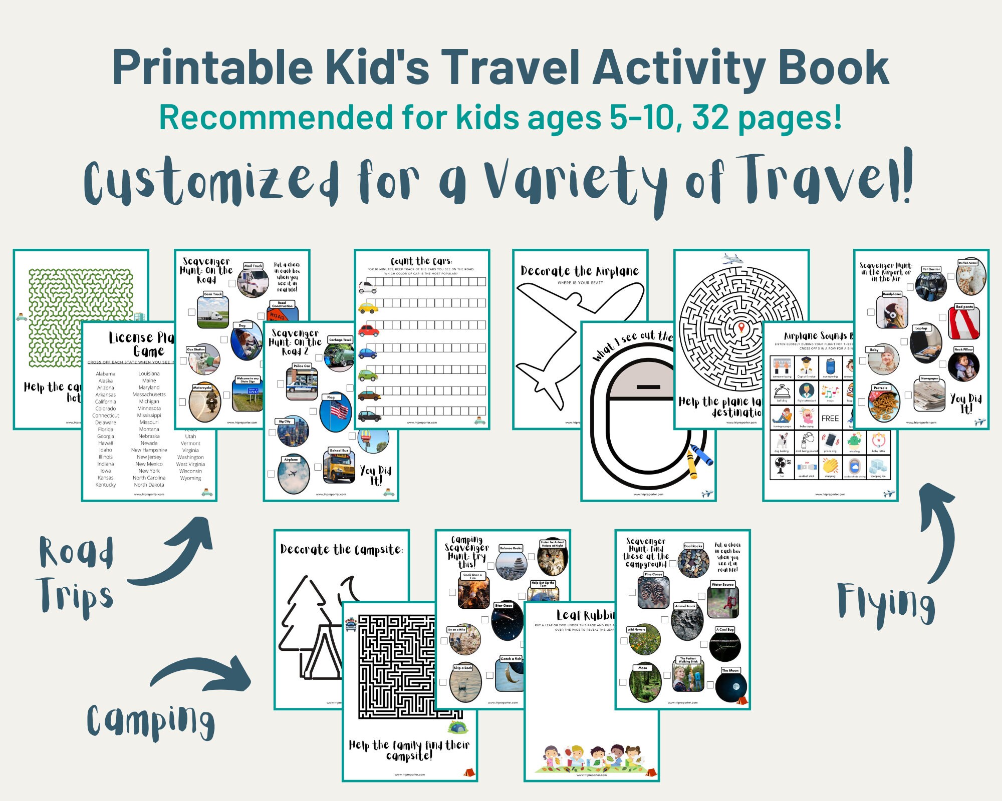 Printable Kid's Travel Activity Book for Any Trip! - Etsy