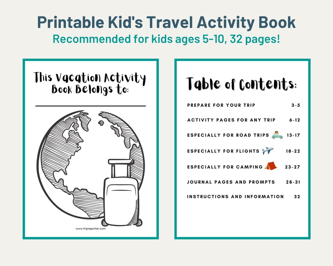 Printable Kid's Travel Activity Book for Any Trip! - Etsy